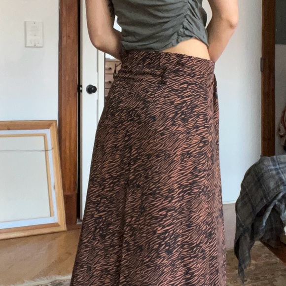 Zara | Skirts | Zara Brown And Black Wrap Maxi Skirt Casual Resort Wear ...